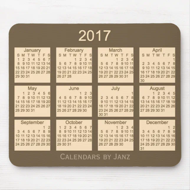 2017 Brown Calendar by Janz Mouse Pad | Zazzle