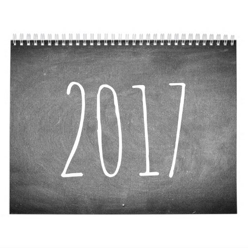 2017 Chalkboard Calendar Black and White Text | Zazzle