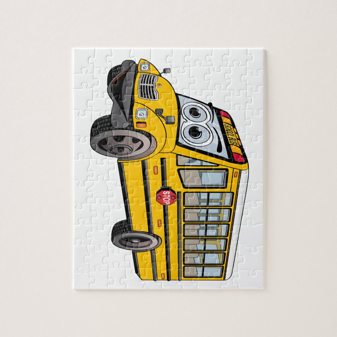 2017 School Bus Cartoon Jigsaw Puzzle | Zazzle