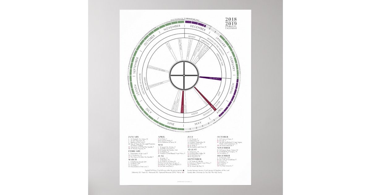 2018-2019 Modern Liturgical Calendar Poster NEW! | Zazzle