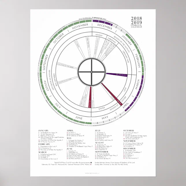 2018-2019 Modern Liturgical Calendar Poster NEW! | Zazzle