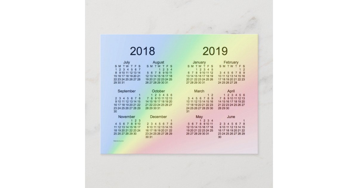2018-2019 School Year Mini Calendar by Janz Postcard | Zazzle