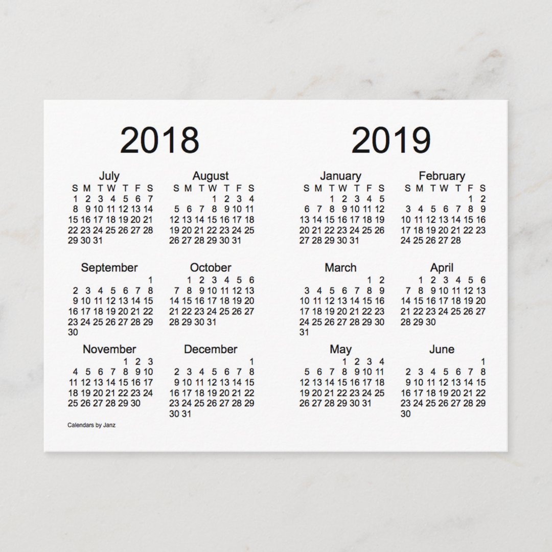 2018-2019 School Year Mini Calendar by Janz Postcard | Zazzle