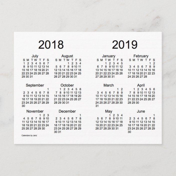 2018-2019 School Year Mini Calendar by Janz Postcard | Zazzle.com