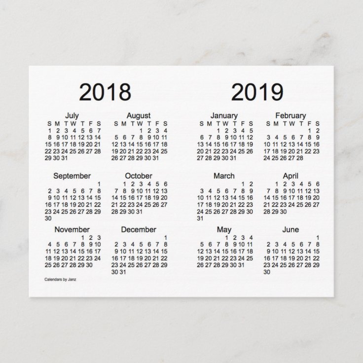 2018-2019 School Year Mini Calendar by Janz Postcard | Zazzle