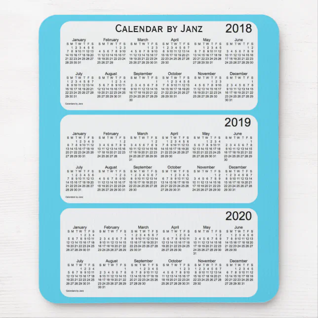 2018-2020 Sky Blue Calendar by Janz Mouse Pad | Zazzle