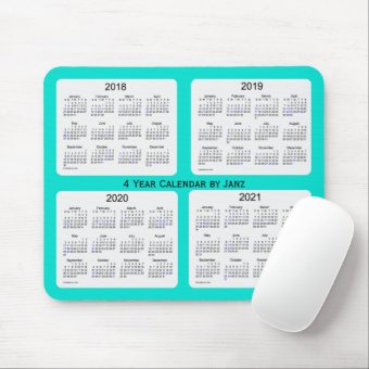 2018-2021 Turquoise Holiday Calendar by Janz Mouse Pad | Zazzle