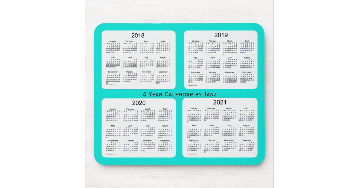2018-2021 Turquoise Holiday Calendar by Janz Mouse Pad | Zazzle