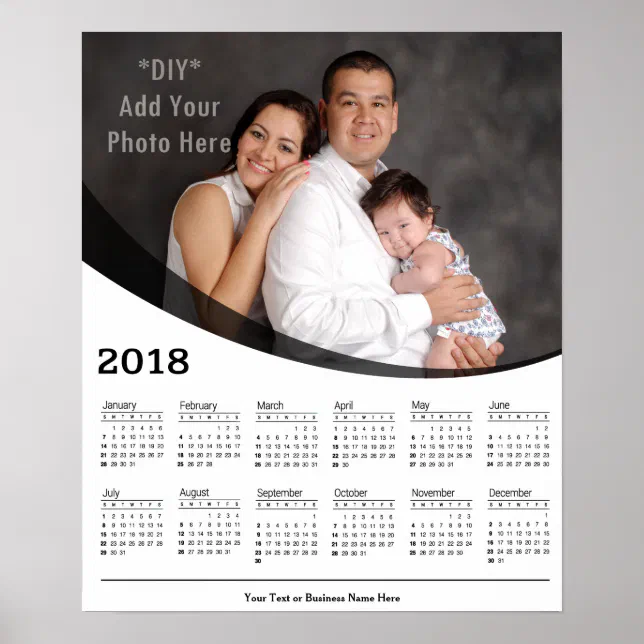 2018 DIY Custom Photo Calendar Poster | Zazzle