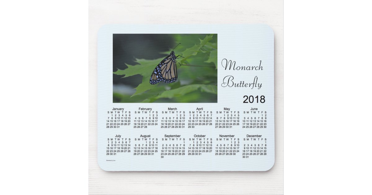 2018 Monarch Butterfly Calendar by Janz Mouse Pad | Zazzle
