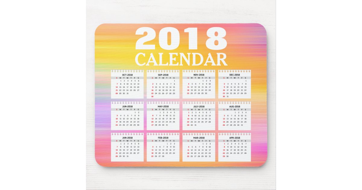 2018 Watercolor Calendar | Mousepad | Zazzle