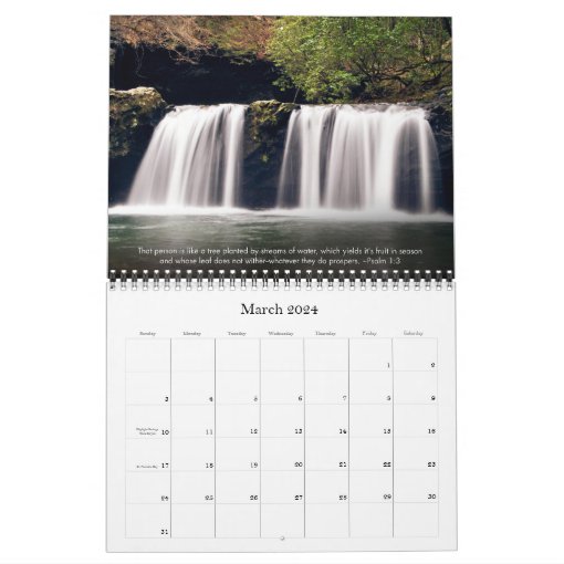 2018 Waterfall Bible Verse Calendar | Zazzle