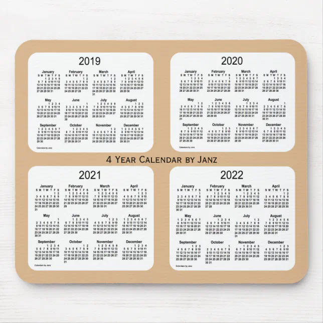 2019-2022 Tan 4 Year Calendar by Janz Mouse Pad | Zazzle