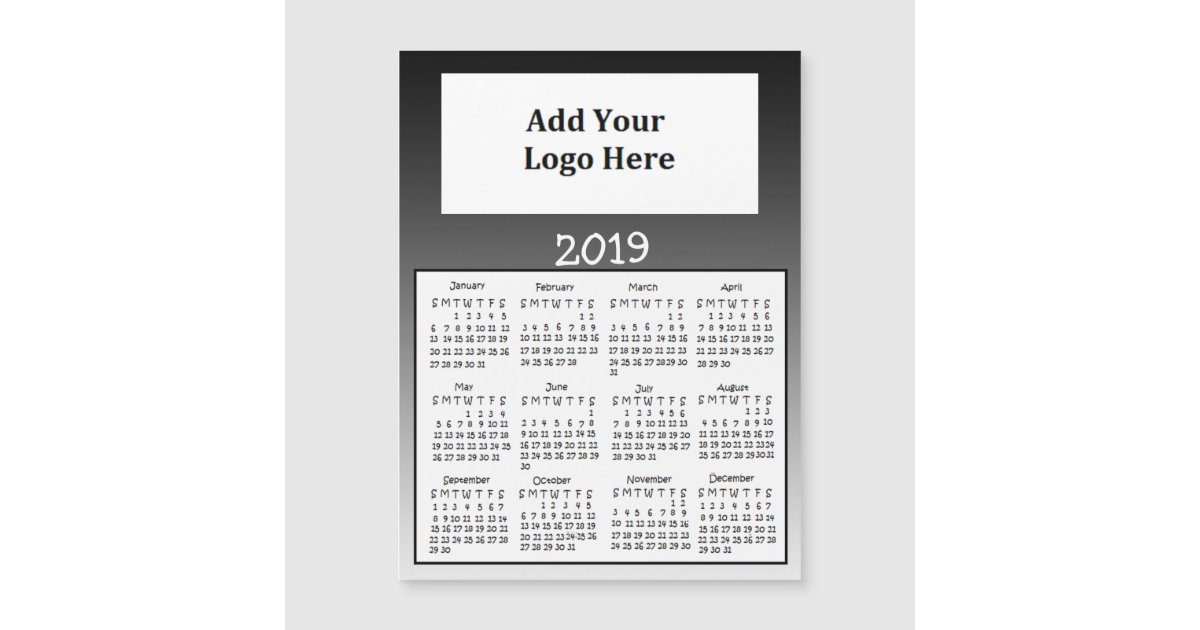 2019 Black Faded Magnet Calendars | Zazzle