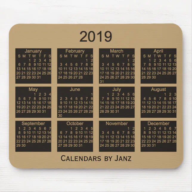 2019 Brown Calendar by Janz Mouse Pad | Zazzle