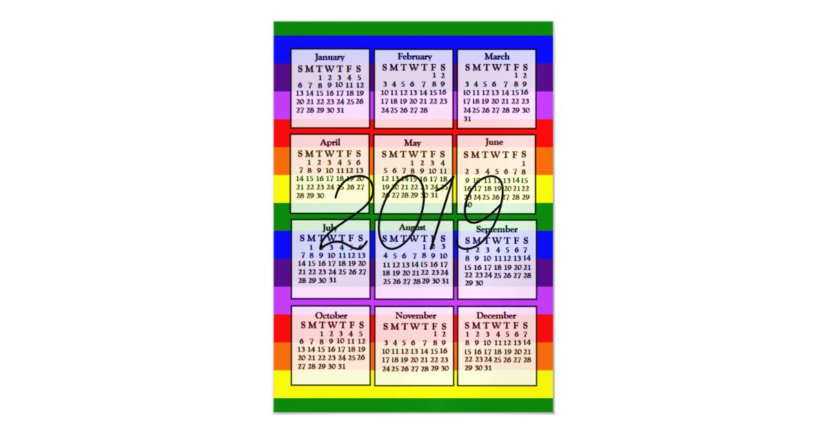 2019 Calendar Magnet Rainbow Background | Zazzle.com