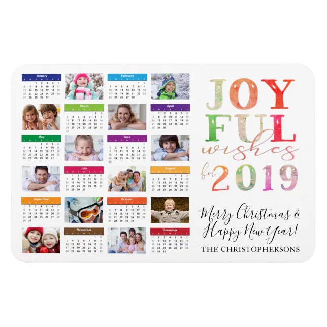 2019 Calendar Photo Collage Editable Greeting Magnet | Zazzle