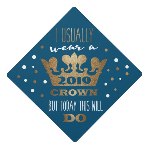 2019 Custom Faux Gold Glitter Crown Graduation Graduation Cap Topper ...