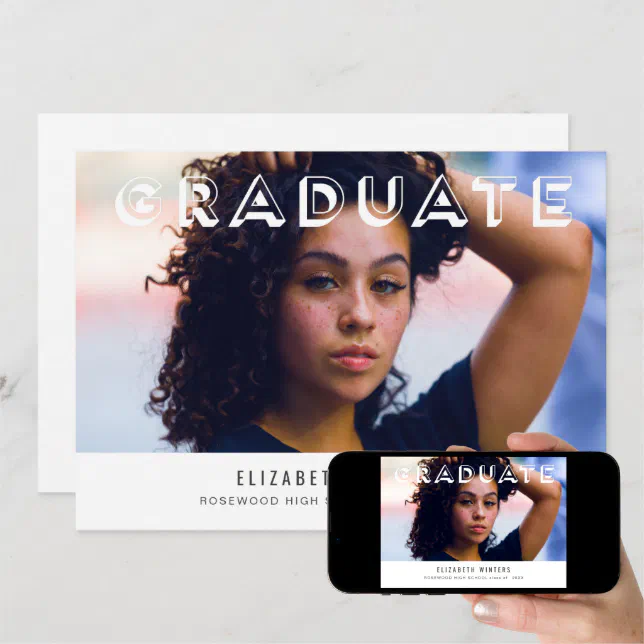 2019 Grad Announcement Photo Card - Shadow Letters | Zazzle
