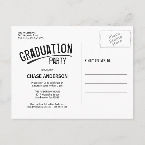 2019 Graduation Masculine Grunge Lettered Photo Invitation Postcard ...