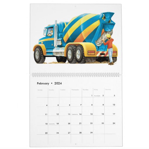 2019 Kids Construction Truck Calendar | Zazzle