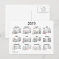 2019 Mini Calendar with Holidays Holiday Postcard | Zazzle