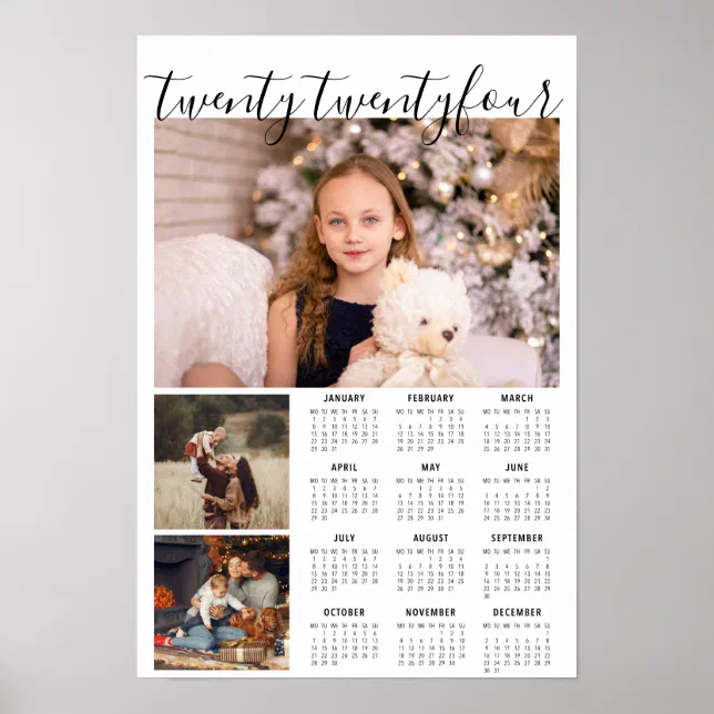 2019 Photo Calendar with stylish handwritten year Poster | Zazzle