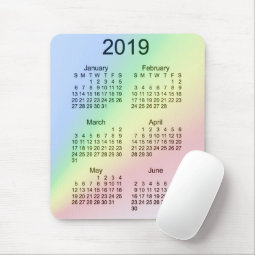 2019 Rainbow Large Print Calendar by Janz Mousepad | Zazzle