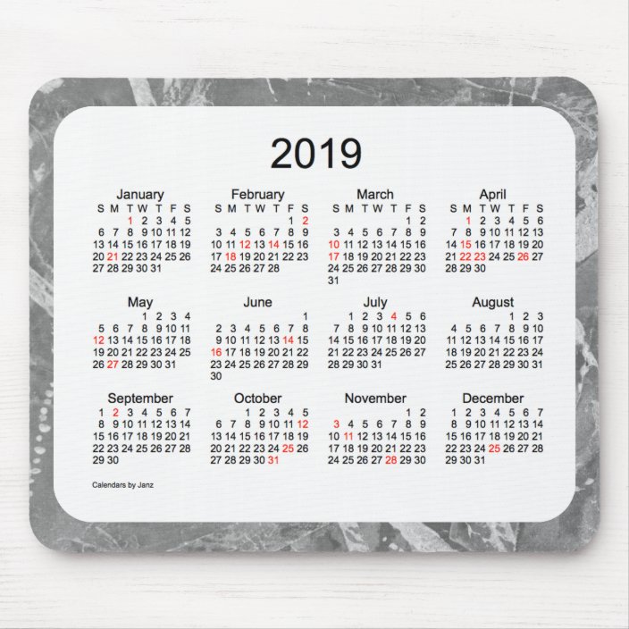 2019 Silver Holiday Calendar by Janz Mouse Pad | Zazzle.com