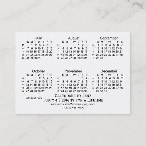 2019 White 52 Week Calendar by Janz Business Cards | Zazzle