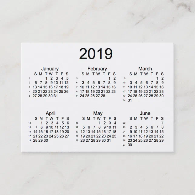 2019 White 52 Week Calendar by Janz Business Cards | Zazzle