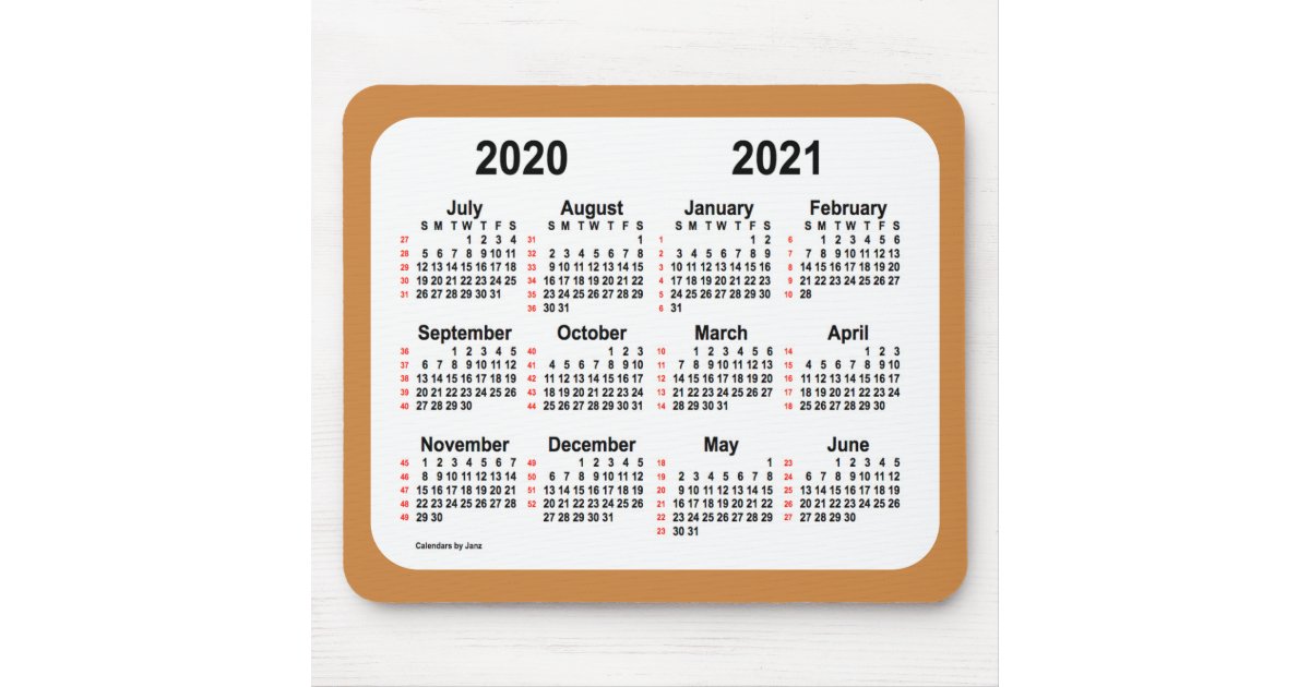 2020-2021 52 Week Calendar by Janz Peru Gold Mouse Pad | Zazzle