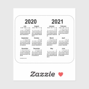 2020-2021 School Year Calendar by Janz Transparent Sticker | Zazzle