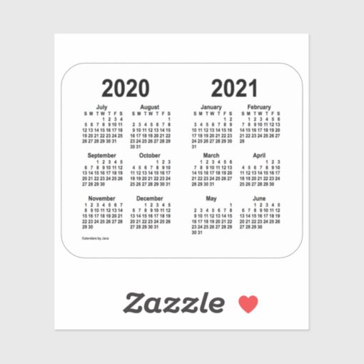 2020-2021 School Year Calendar by Janz Transparent Sticker | Zazzle