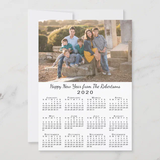 2020 Calendar 2 Custom Photos Happy New Year Holiday Card | Zazzle