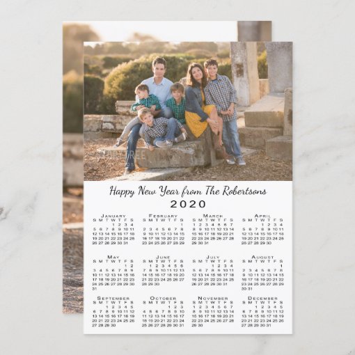 2020 Calendar 2 Custom Photos Happy New Year Holiday Card | Zazzle