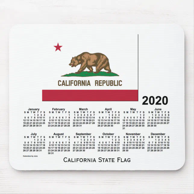 2020 Calendar by Janz California State Flag Mouse Pad | Zazzle