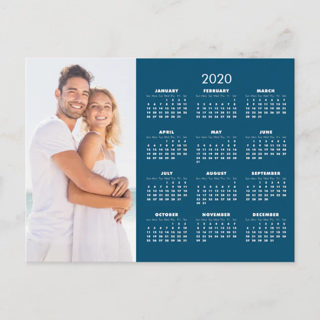 2020 Calendar Your Photo Holiday Postcard | Zazzle