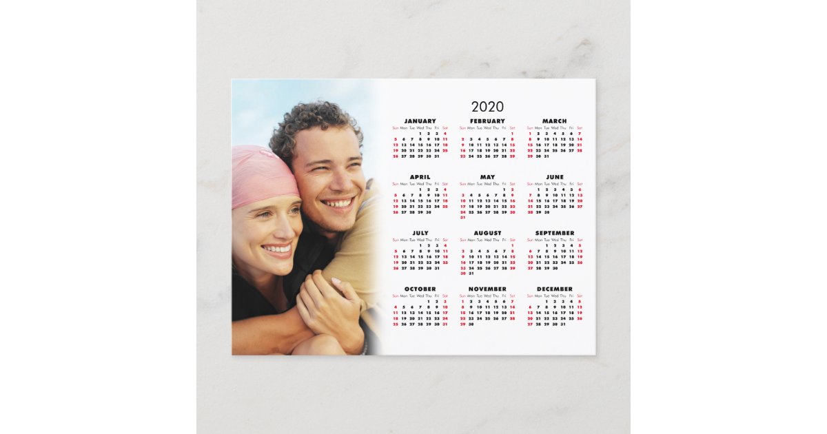 2020 Calendar Your Photo Holiday Postcard | Zazzle