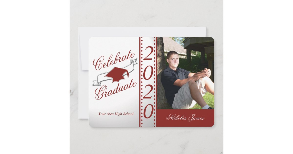 2020 Celebrate Graduate Red Photo Invitation | Zazzle