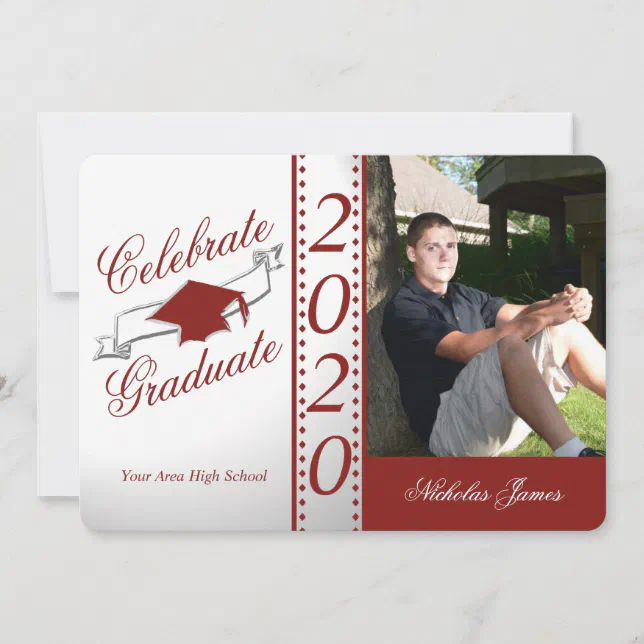 2020 Celebrate Graduate Red Photo Invitation | Zazzle