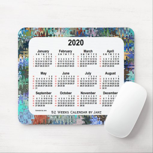 2020 Crazy Quilt 52 Weeks Calendar by Janz Mouse Pad | Zazzle