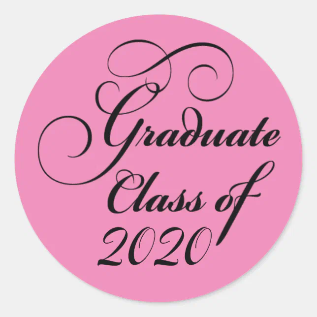 2020 Graduate Pink Graduation Party Thank You Classic Round Sticker ...