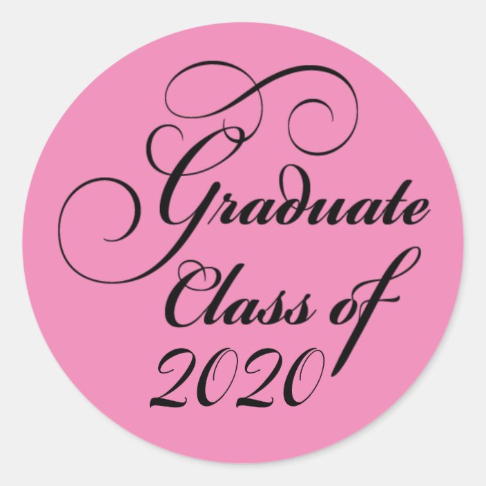 2020 Graduate Pink Graduation Party Thank You Classic Round Sticker ...