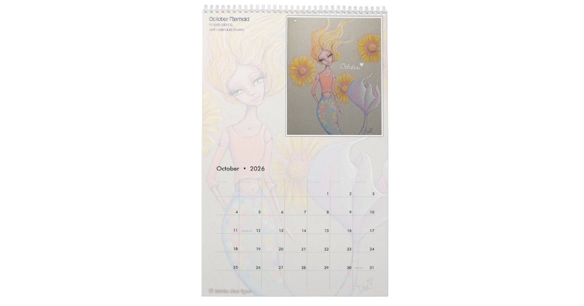 2020 Mermaid Calendar by Little Miss Tyne | Zazzle