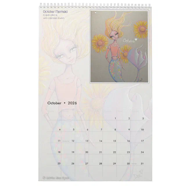 2020 Mermaid Calendar by Little Miss Tyne | Zazzle