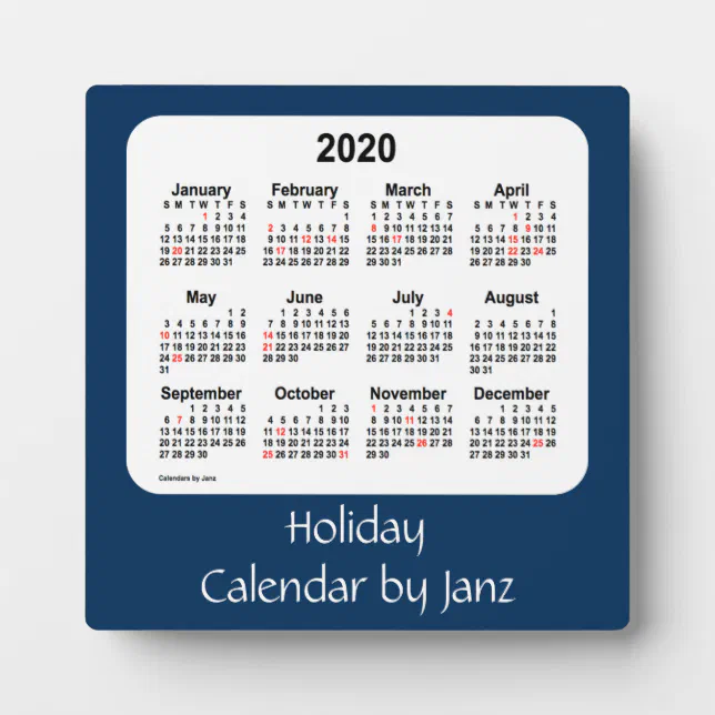 2020 Police Box Blue Holiday Calendar by Janz Plaque | Zazzle