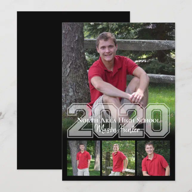 2020 Senior Memories Varsity Quad Photo Graduation Invitation | Zazzle
