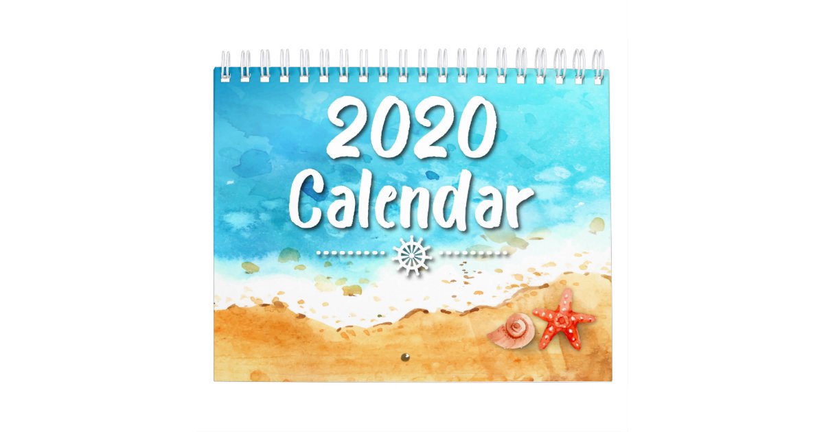 2020 Watercolor Ocean Sea Life Calendar | Zazzle