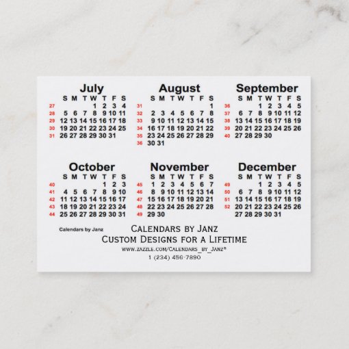2020 White 52 Week Calendar by Janz Business Cards | Zazzle